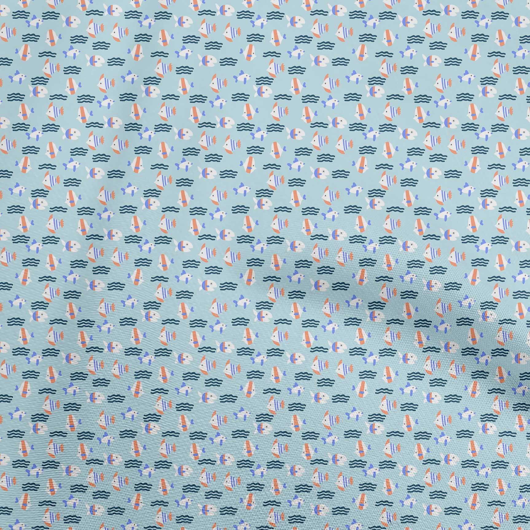oneOone Rayon Light Blue Fabric Underwater Diy Clothing Quilting Fabric ...