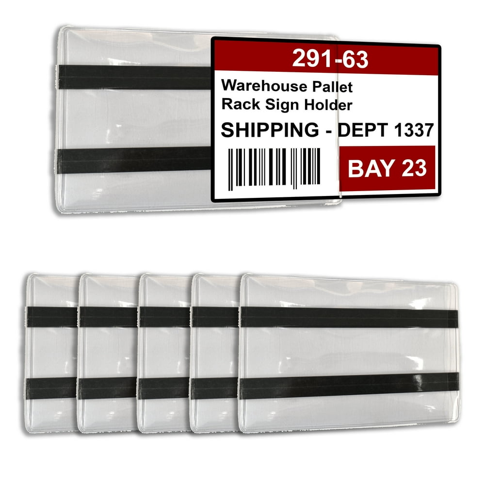 Pallet Rack Sign Holder Kit, Clear Vinyl Pouch with Magnet for 3.5" H x ...