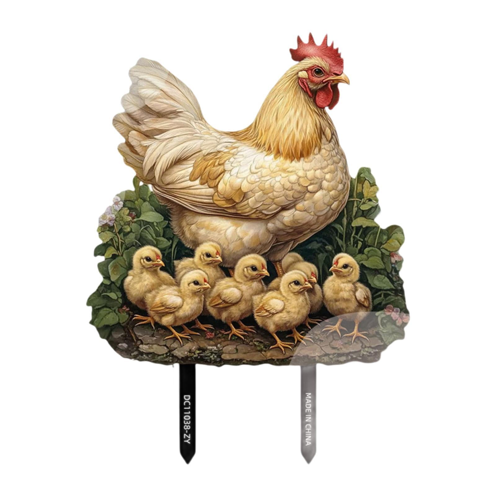 Letrero Plano 2D Con Diseño De Gallina Y Pollitos Para Jardín ...