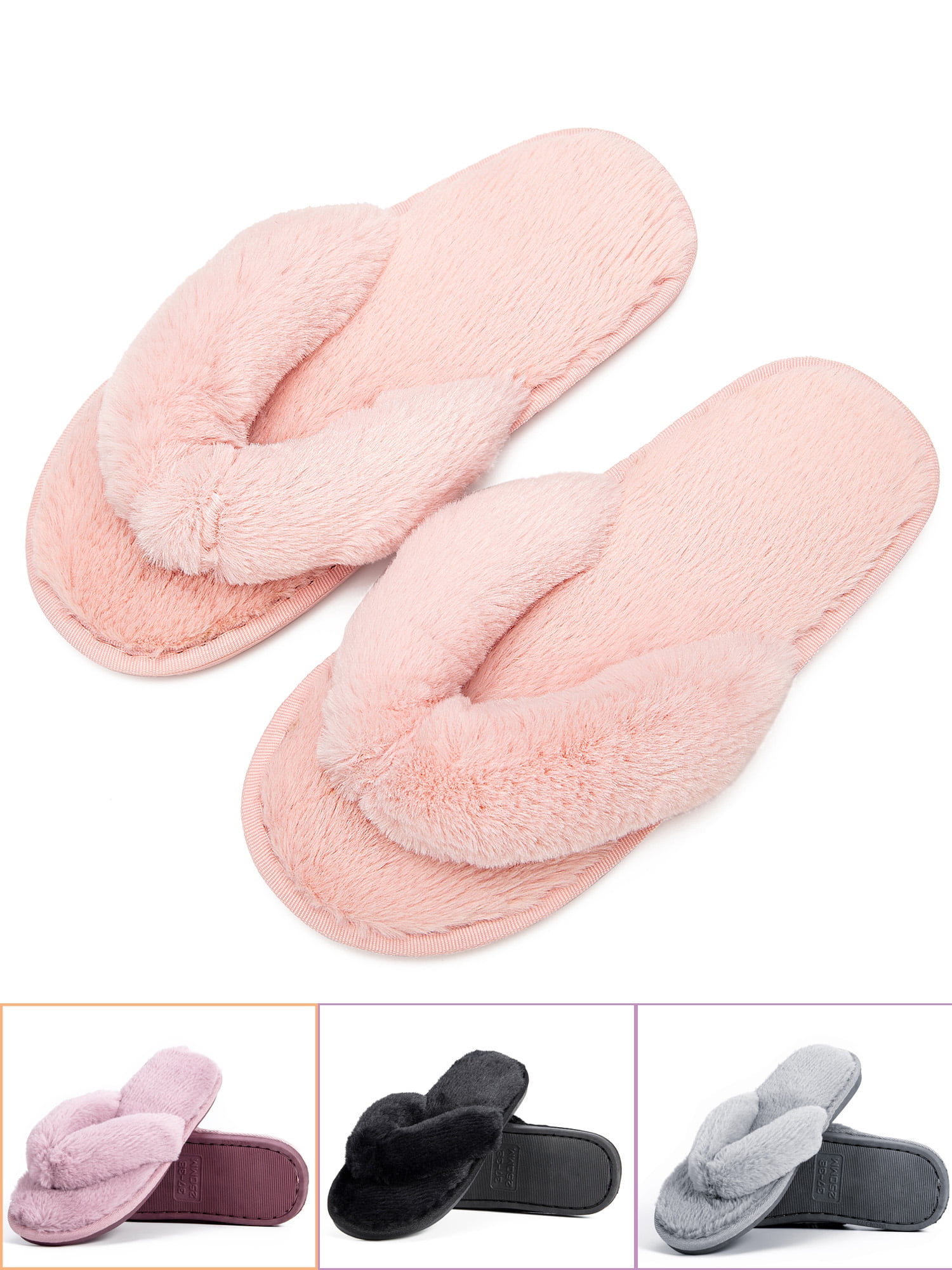Futata Womens Bedroom Slippers Open Toe Fleece Bedroom Shoes Soft Sole