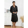 Vulcanodon Men's Satin Robe, Silk Kimono Bathrobe, Luxurious, Black ...