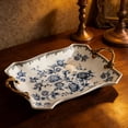 AOOOWER Artistic Floral Ceramic Platters With Coppers Alloy Base ...