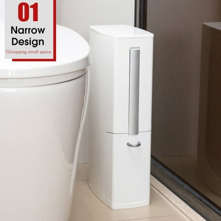 3 in 1 Bathroom Trash Can Garbage Bin with Toilet Brush Waste Dustbin ...