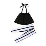 Dewadbow Summer Toddler Kids Baby Girl Strap Tops Crop Stripe Trousers ...