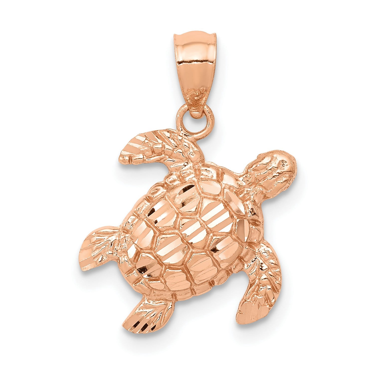 14k Rose Gold Sea Turtle Pendant 15 mm x 14 mm - Walmart.com