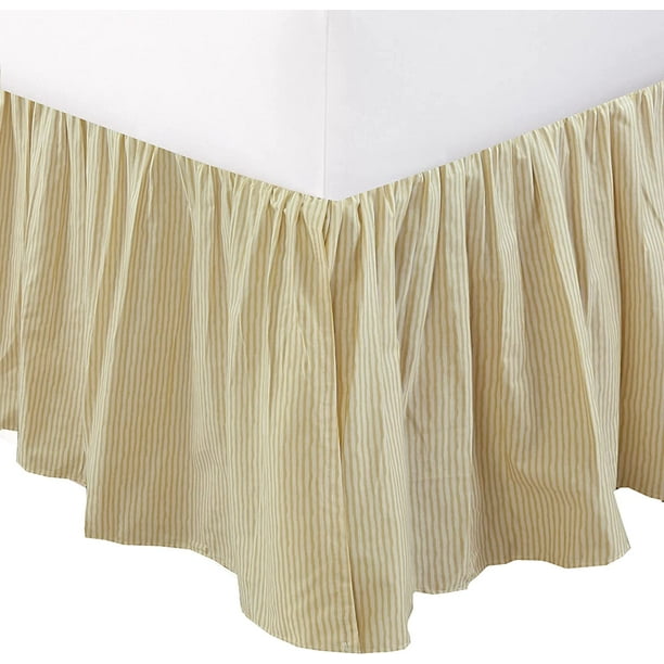 Cozy Line Home Fashions Patterned Stripe Bed Skirt Dust Ruffle With