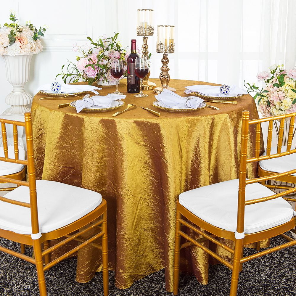 Wedding Linens Inc. 108" Seamless Round Crushed Taffeta Tablecloth ...