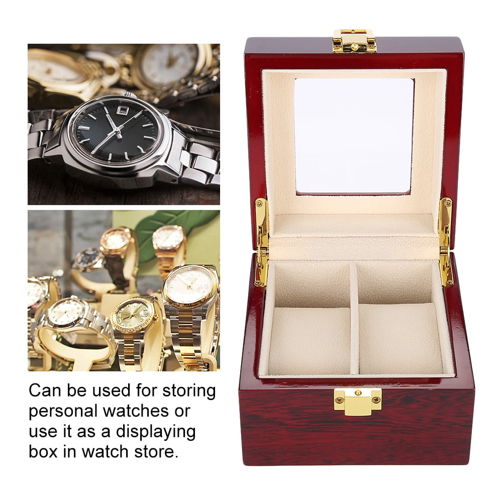 Click here for Zaqw 2 Grids Wooden Watch Bracelet Display Case Gi... prices