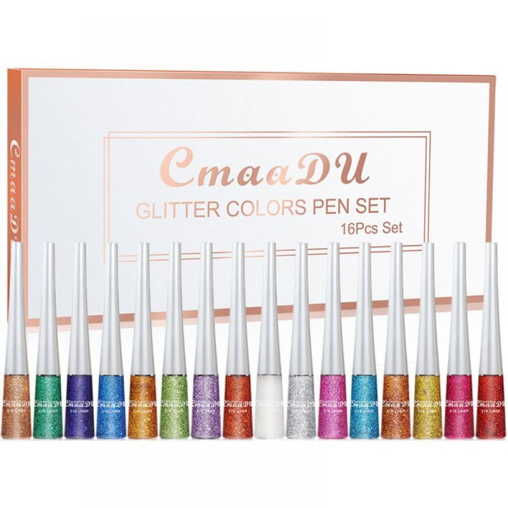 16 Color Matte Liquid Eyeliner Set Colorful Neon White Black Red Brown ...