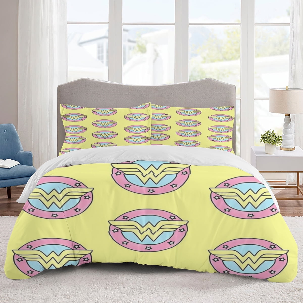 Wonder Woman Bedding Sets Cartoon Duvet Cover Lightweight 3 Piece Bet ...