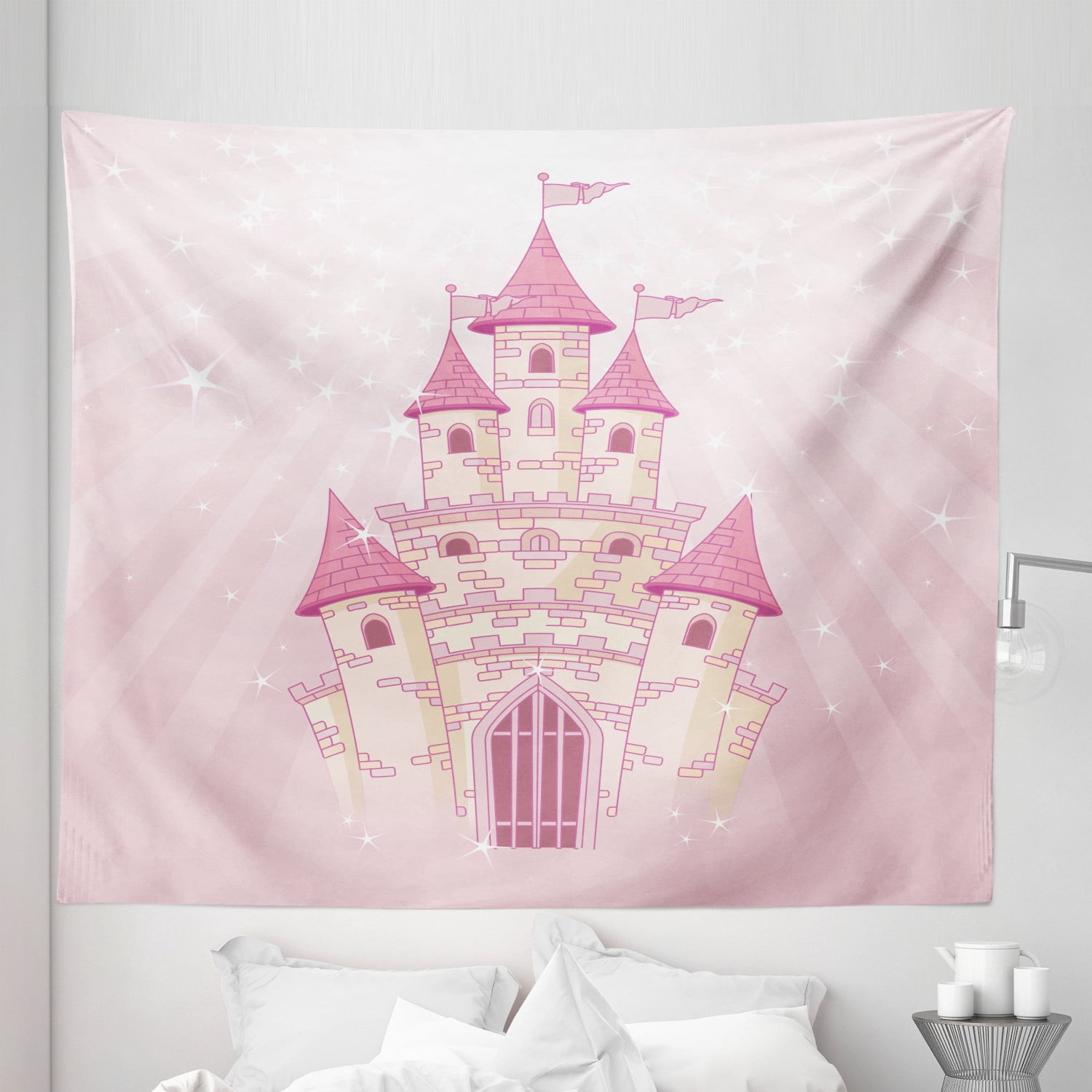 Castle Tapestry, Wonder Tale Cartoon Fortress Palace Cartoon Fun ...