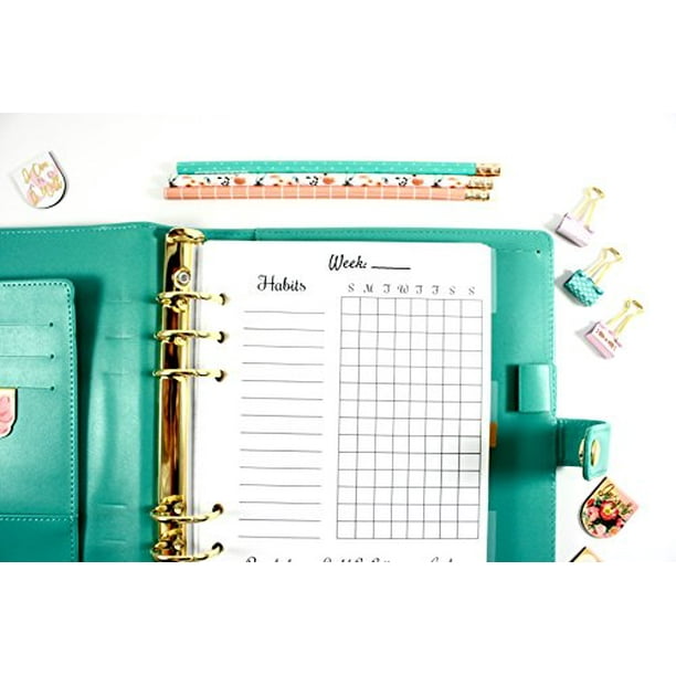 Weekly Habit Tracker Inserts, Resolution Log for A5 Planners - Walmart.com