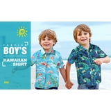 SSLR Youth Hawaiian Aloha Shirt - Tropical Apparel, Button Down Short Sleeve Luau Shirt for Kids ...