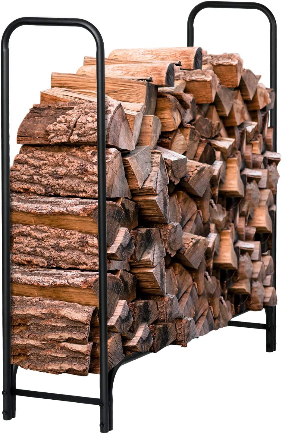 8FT Firewood Rack Outdoor Log Holders for Fire wood Wrought Iron Lumber ...