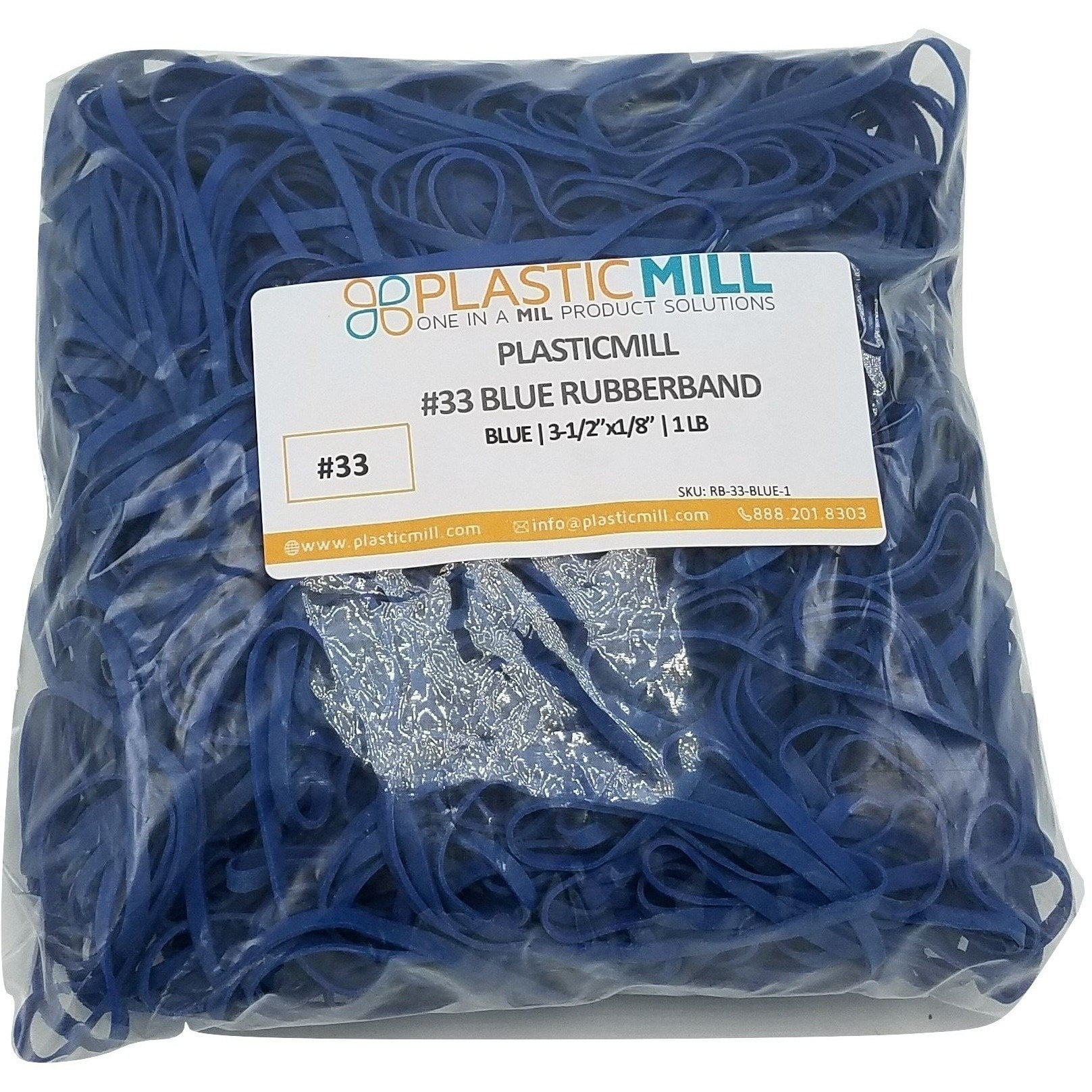 PlasticMill Rubber Bands - #33 Size - Blue Rubberbands - 1LB/500 Count ...