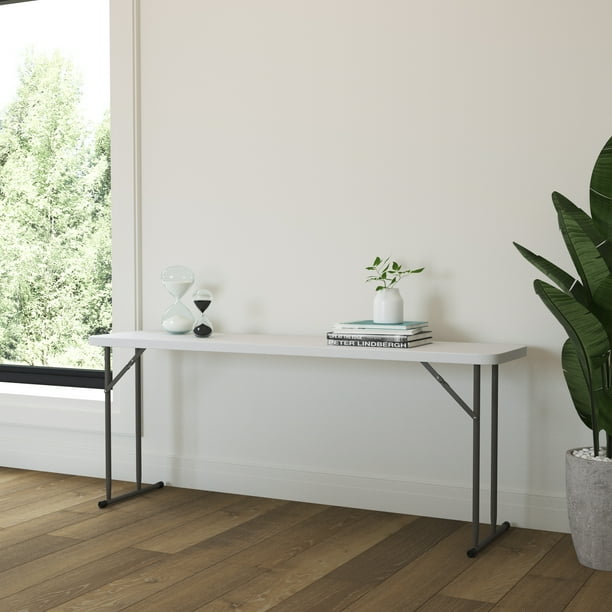 EMMA + OLIVERr 6-Foot Rectangular Plastic Folding Table with Locking ...