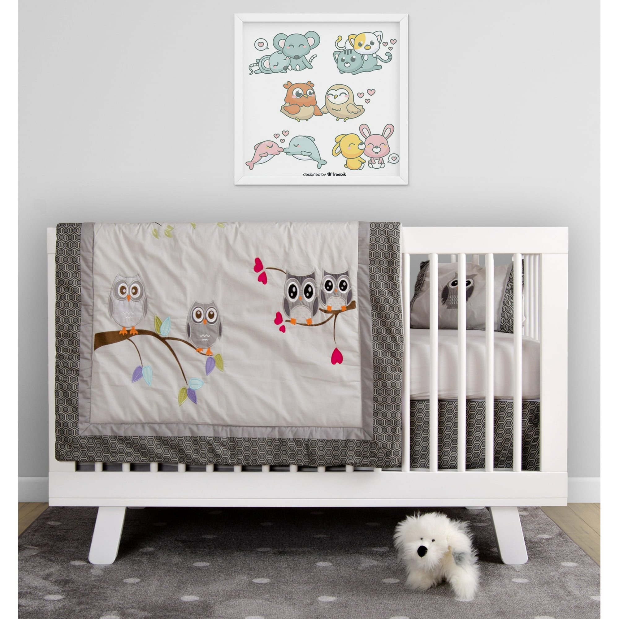 Click here for Babyfad Owl Grey 9 Piece Crib Bedding Set prices