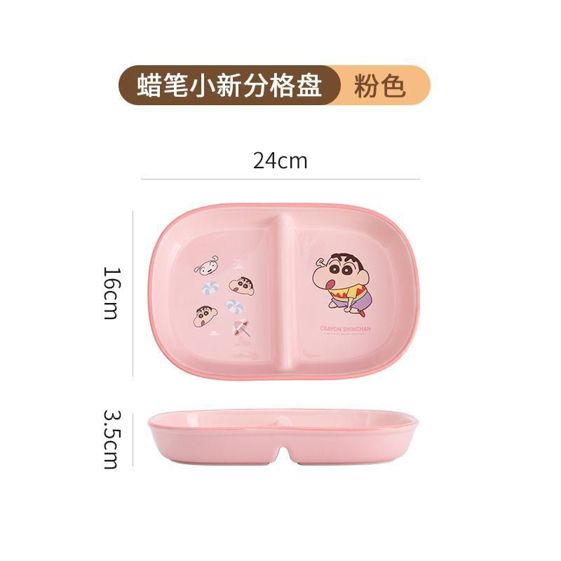 Cuenco de cerámica Crayon Shin-chan, plato llano de dos compartimentos ...