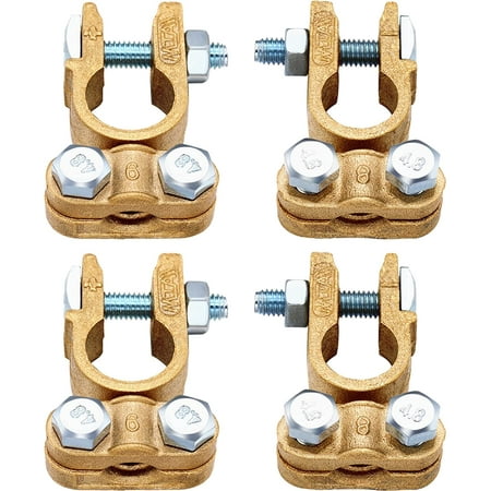 2 Pairs Brass Battery Terminals Clamps Positive Negative Battery ...
