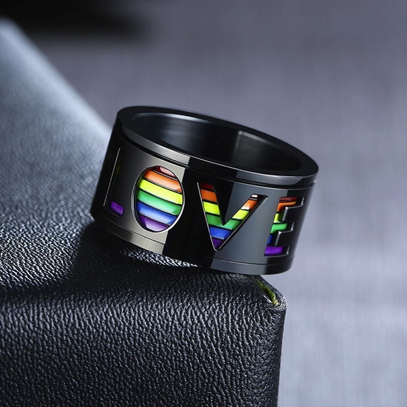 Willstar Stainless Steel Love Enamel Rainbow Lgbt Pride Rings Gay