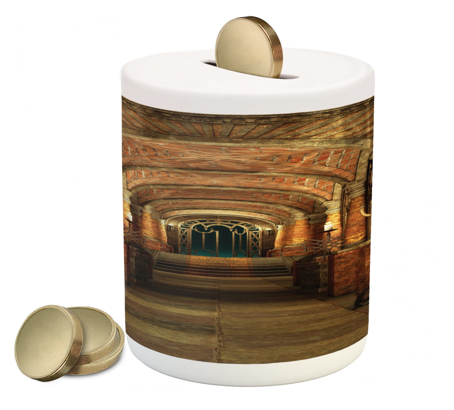 Gothic Piggy Bank, Passage Stairways Secret Gateway Pillars Medieval ...