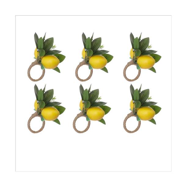 Lemon Rings Set Of 6 Lemon Vine Leaf Holders for Dining Table Decor ...