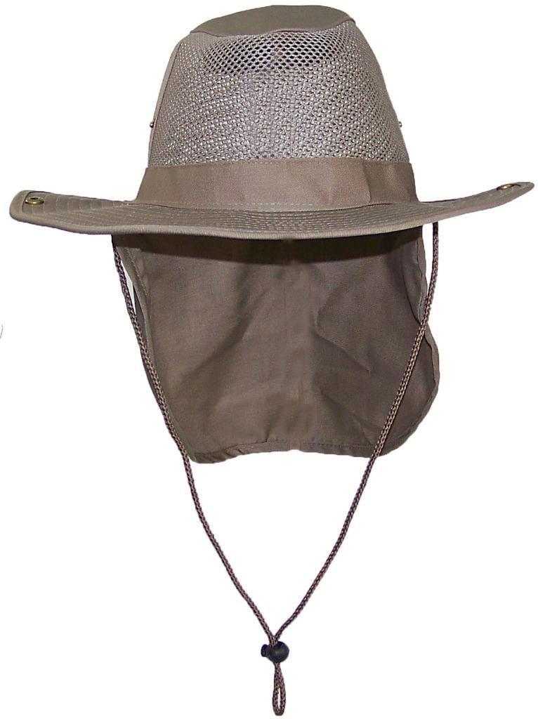 Tropic Hats Summer Wide Brim Mesh Safari/Outback W/Neck Flap & Snap Up ...