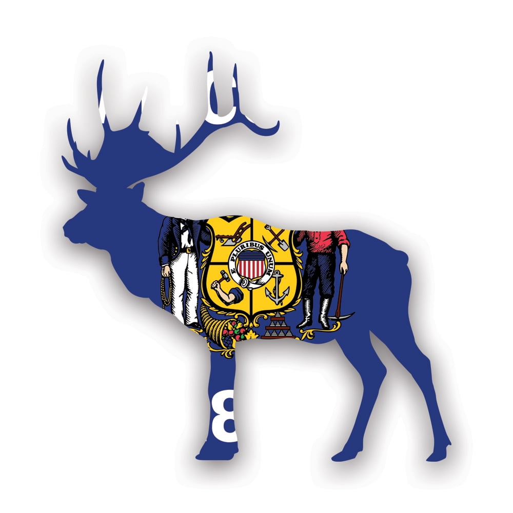 Wisconsin Deer Shaped Flag Sticker Decal - Self Adhesive Vinyl ...