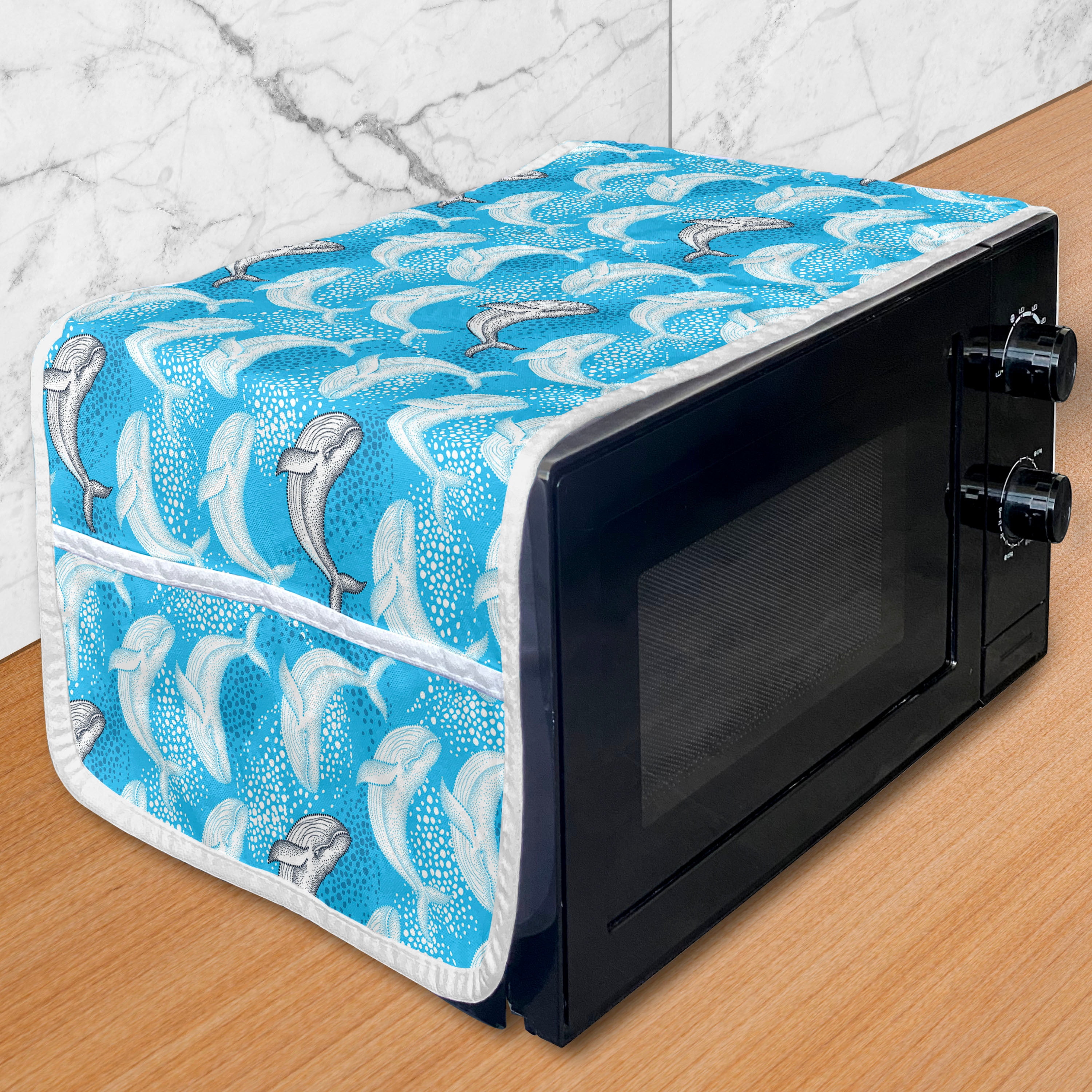 Sea Animals Microwave Oven Cover, Dotted Humpback Whale Maritime Theme ...