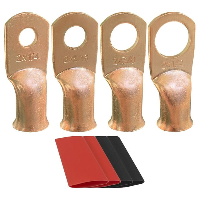 2 AWG-5/16" Ring (M8) 20 pk Battery Lugs, Copper Lugs, Battery Cable ...