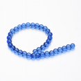 2 Strand Glass Round Bead Strands Medium Blue 4mm Hole: 1mm about 75 ...