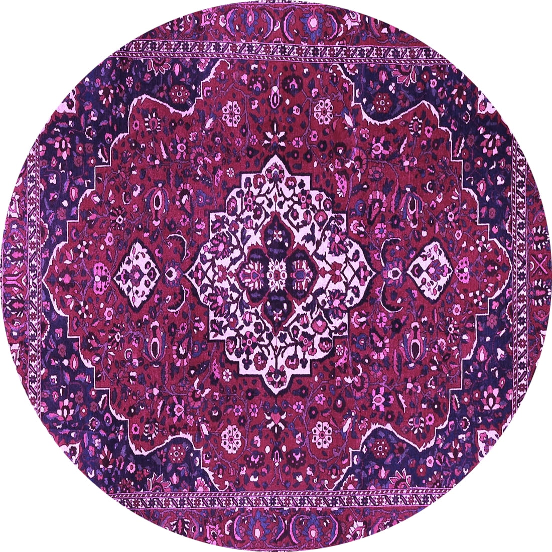 Ahgly Company Indoor Round Medallion Purple Traditional Area Rugs, 6 ...