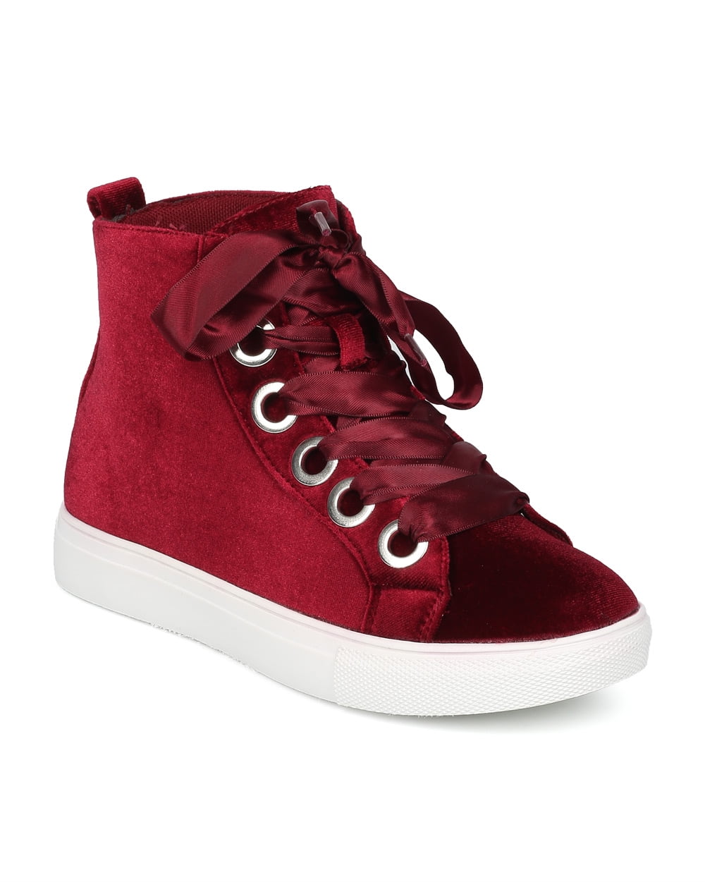 New Women Wild Diva Cala-42 Velvet Ribbon Lace Up High Top Sneaker ...