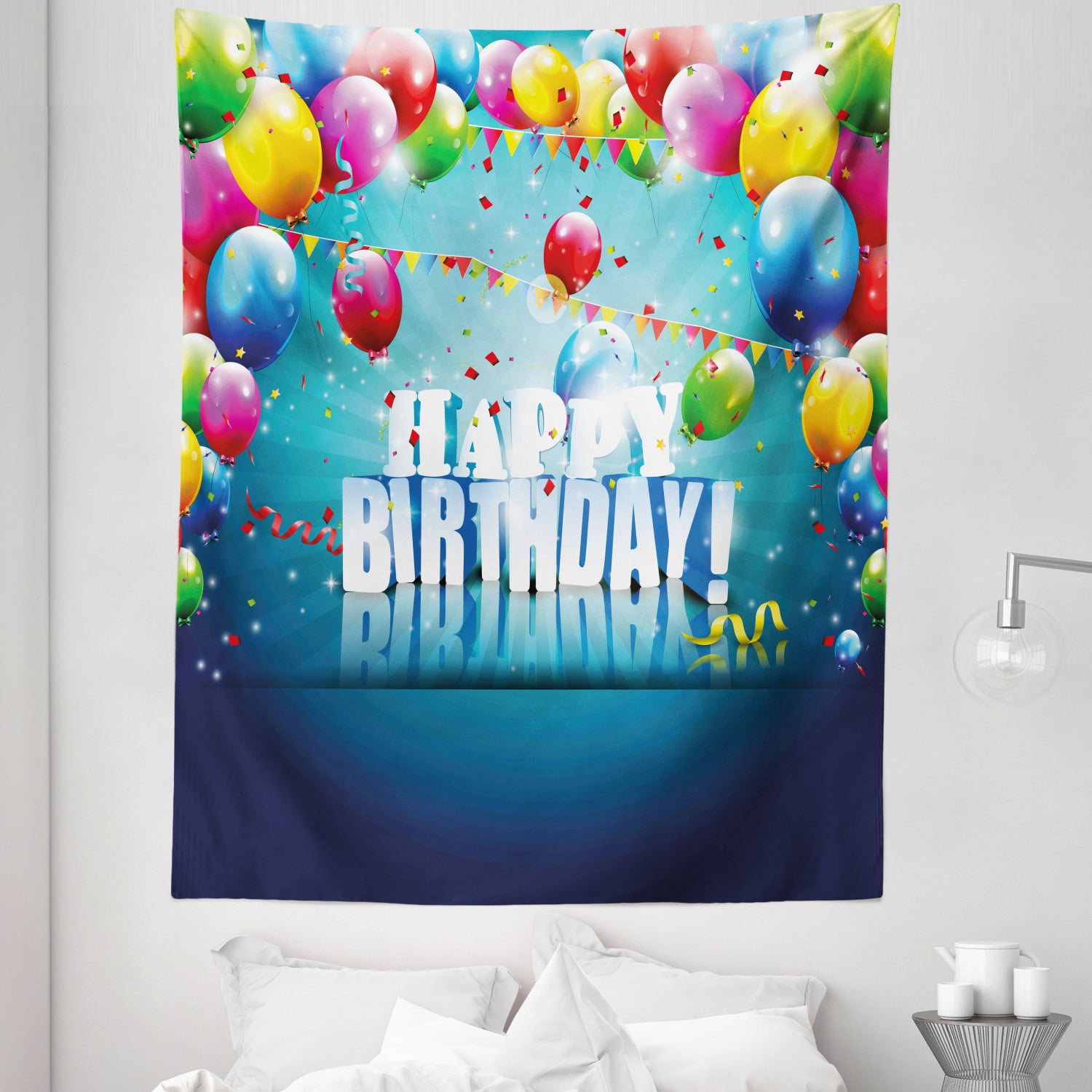 Birthday Tapestry, Realistic Design in 3D Style Text Vibrant Colorful ...
