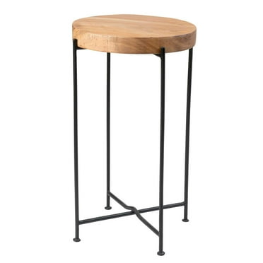 Maeve Open Slat Solid Wood Round Rustic Drum Accent Table by East at ...