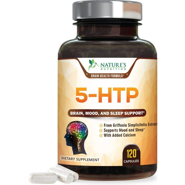 5-HTP Capsules 200 mg 5HTP Plus Calcium for Calm and Mood Support ...