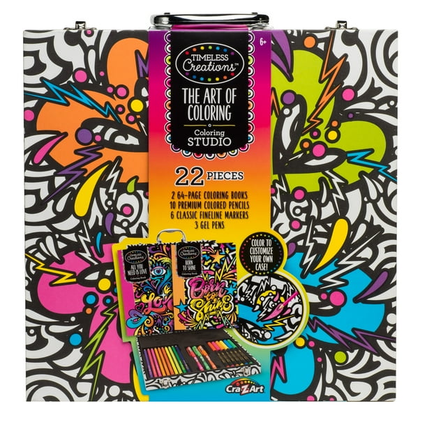 Cra-Z-Art Timeless Creations Neon Multicolor Art Drawing Set, Beginner ...