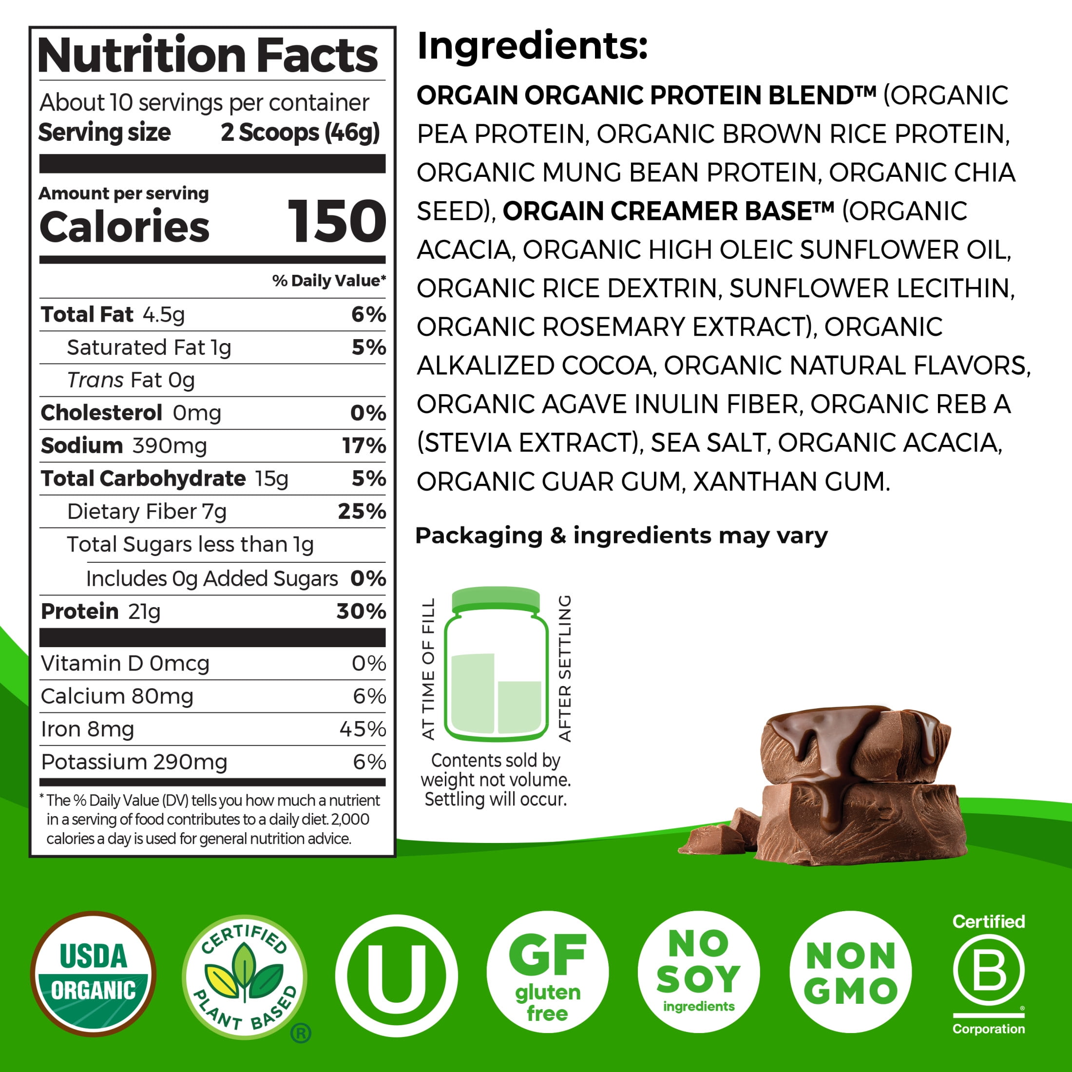 Orgain Organic Vegan 21g Protein Powder, Plant Based Shake Drink ...