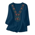 Boho Embroidered Tunic Tops for Women - Floral V-Neck Peasant Blouse ...
