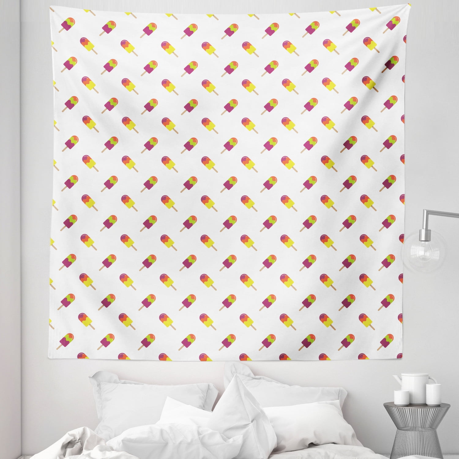 Ice Cream Tapestry, Colorful Summer Snacks on Sticks Sugary and ...