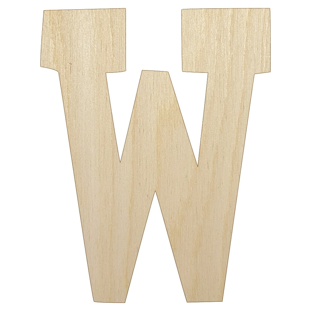 Letter W Uppercase Fun Bold Font Wood Shape Unfinished Piece Cutout ...
