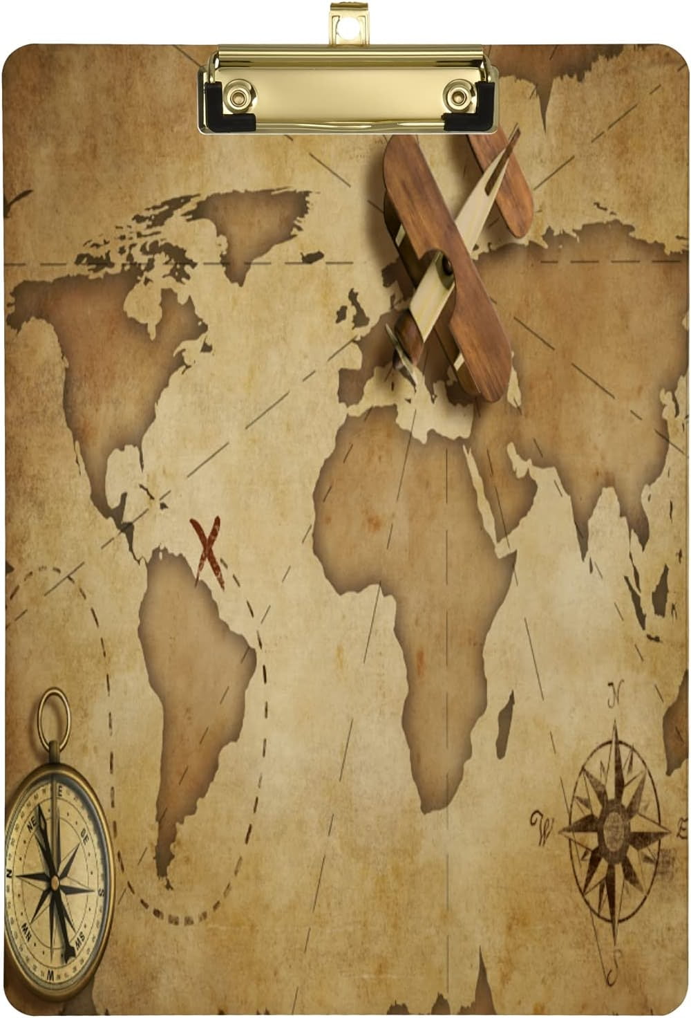 FMSHPON Vintage World Map Clipboard Hardboard Wood Nursing Clip Board ...