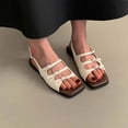 Beige Women Beach Sandals Summer Casual Roman Flat Comfortable Slip On ...