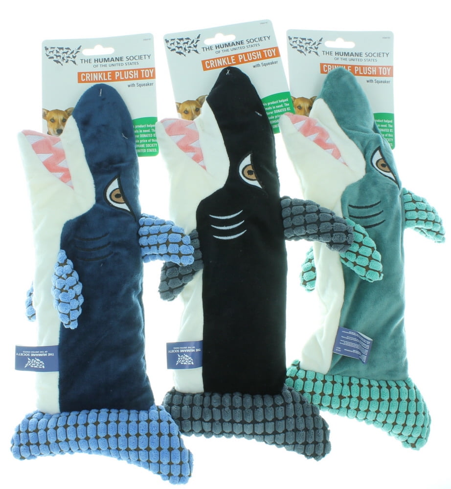 3 Humane Society Sharks Crinkle Plush Dog Toys w / Squeaker Stimulating ...