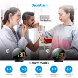 Alarm Clock, AMIR Black Clock Curved LED Display 2 Alarms Snooze 4 ...