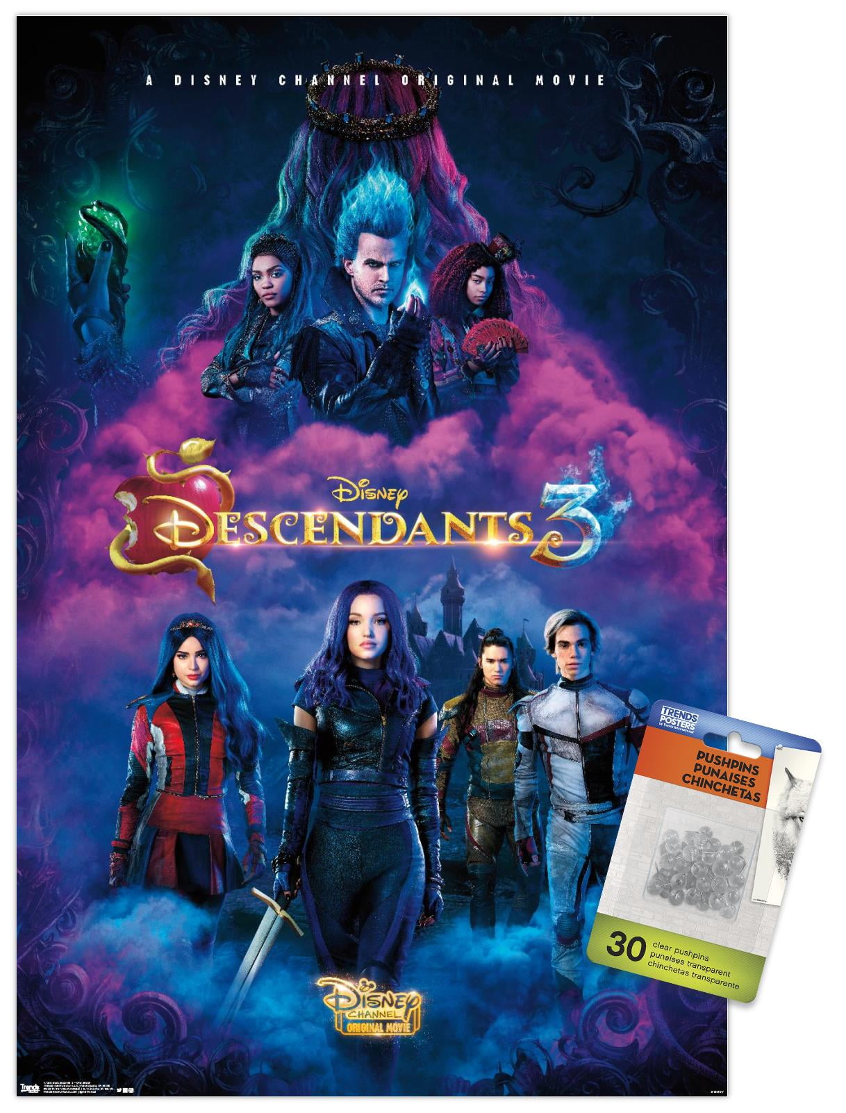 Disney Descendants 3 - One Sheet Wall Poster with Push Pins, 14.725" x ...