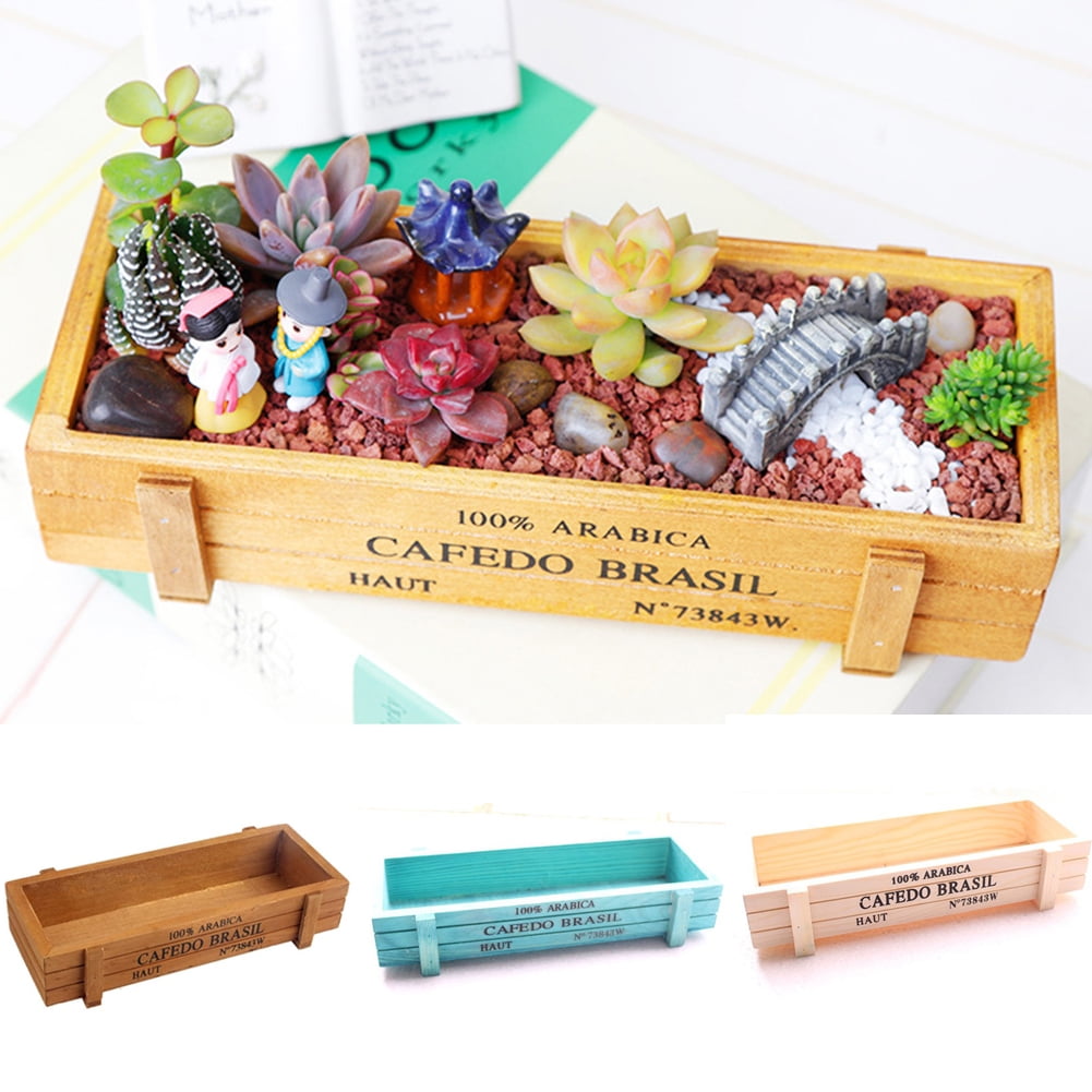 D-GROEE Natural Wood Rectangle Planter Box Multiple Color Choices ...
