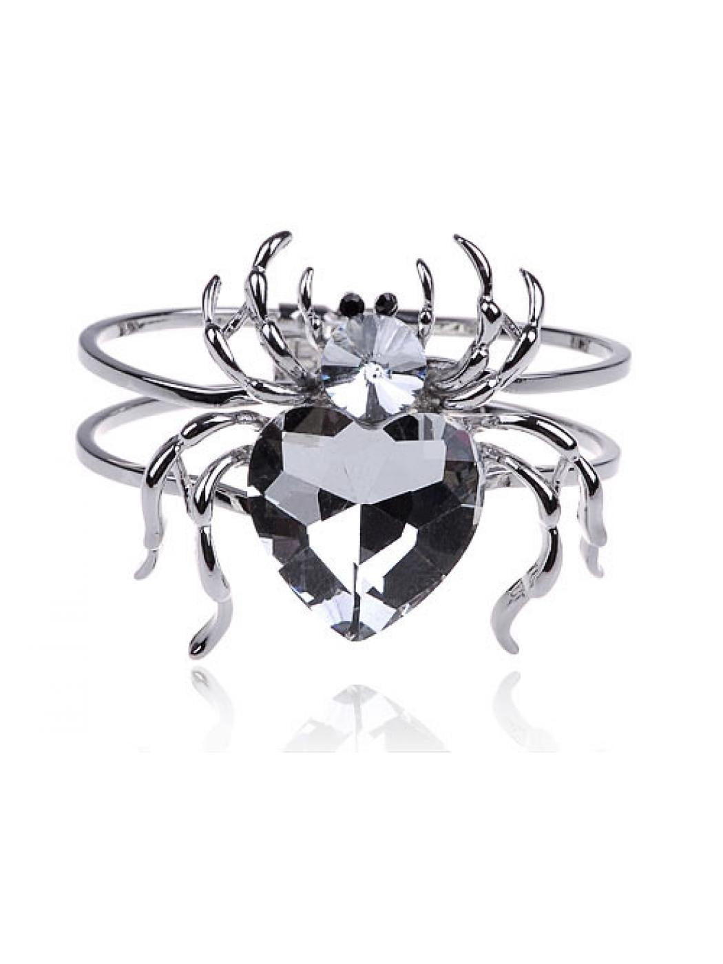 Fashion Women Jewelry Crystal Clear Shiny Silver Heart Tarantula Spider ...