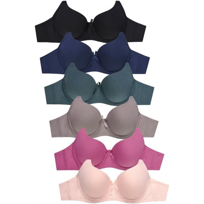 Mamia BR4337P2 - 32B Womens Solid Cotton Blend Bra - Assorted Color ...