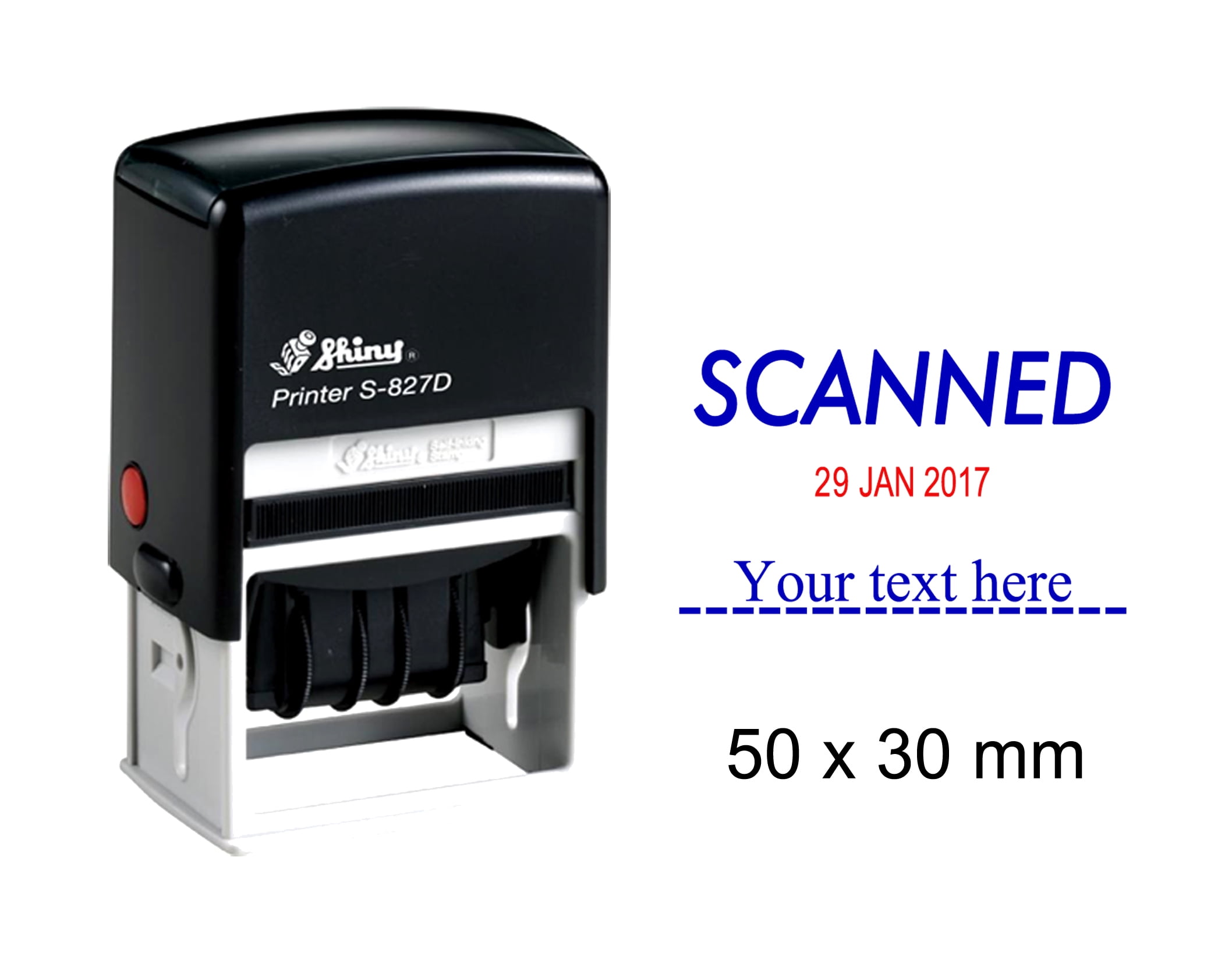 Self Inking Shiny Date Stamp With Scanned & Your Text Here Text Ofiice ...